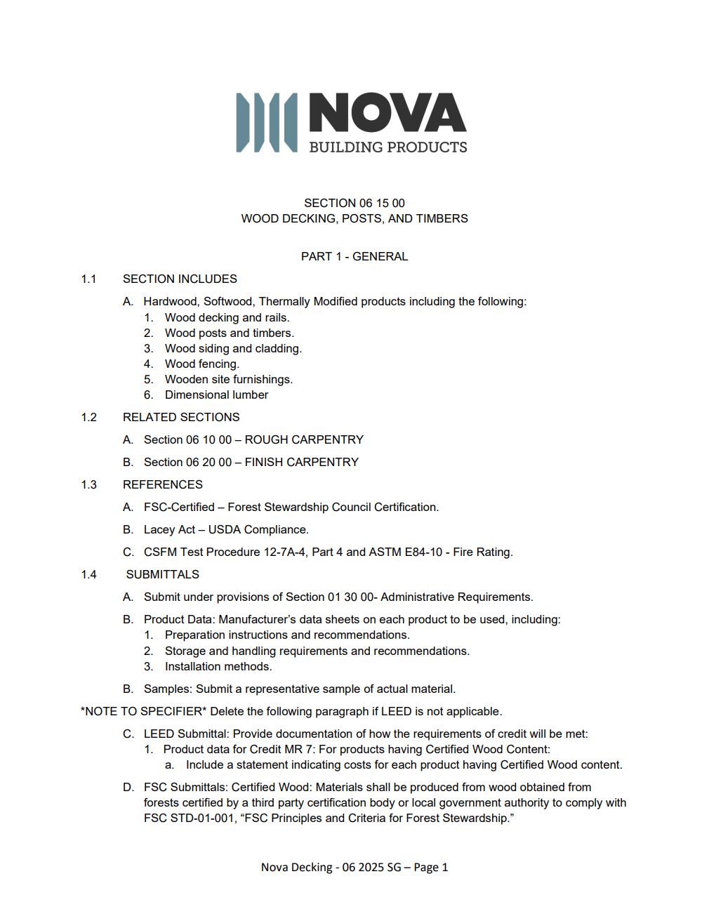 Download Nova Product Brochures and Specifications